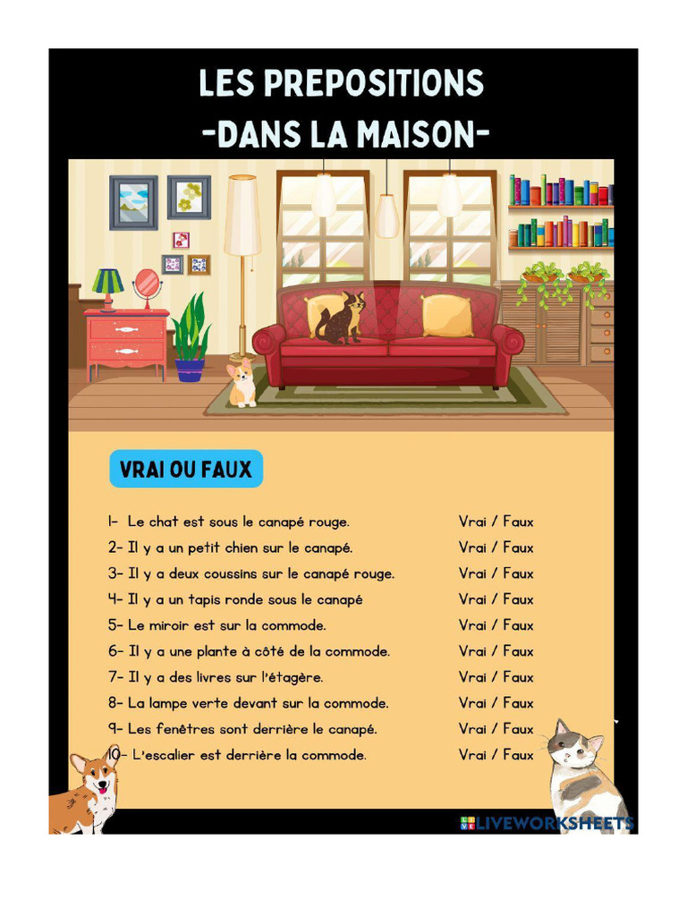 Activity Sur La Maison Et Preposition | PDF