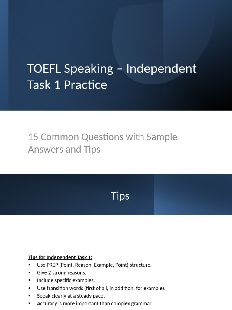 TOEFL Independent Task 1 15 Questions | PDF
