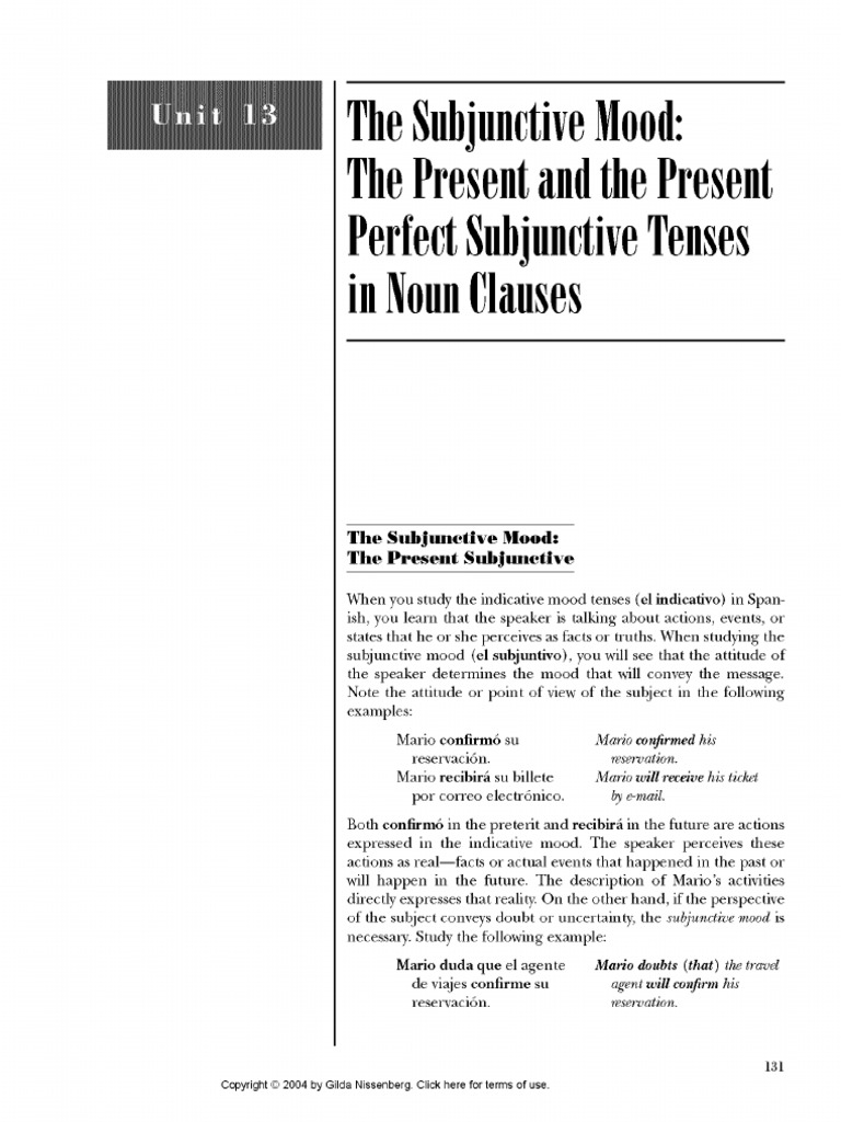 Tema Del Presente Del Subjuntivo | PDF