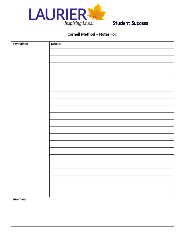 Cornell Method Template | PDF