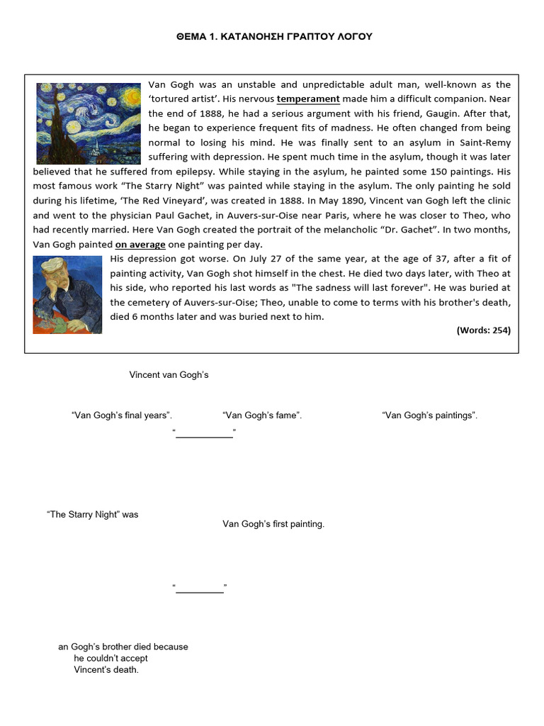 Van Gogh's Turbulent Adult Life | PDF | Vincent Van Gogh