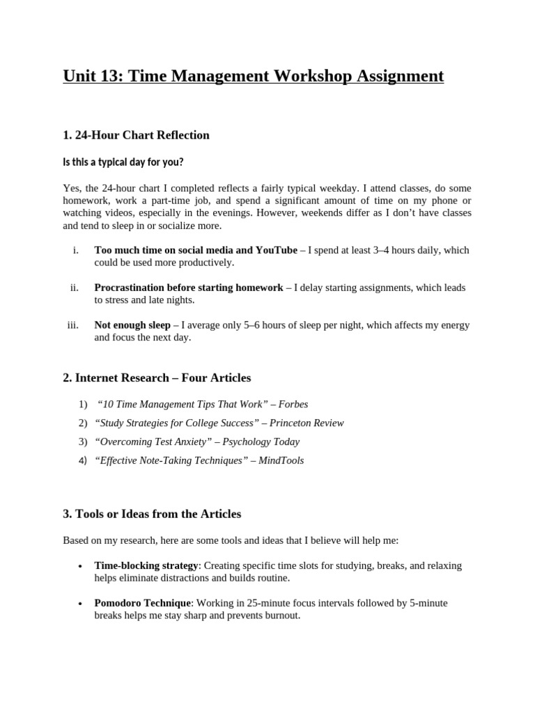 Time Management Workshop Insights | PDF | Time Management ...