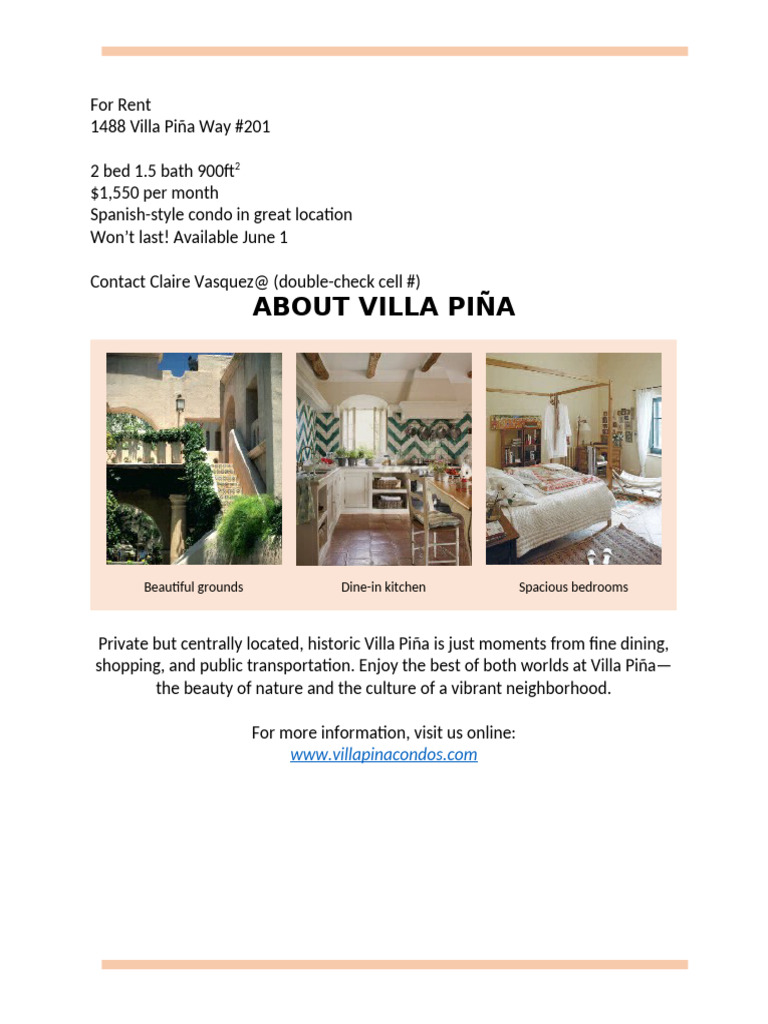 Spanish-Style Condos for Rent in Villa Piña | PDF