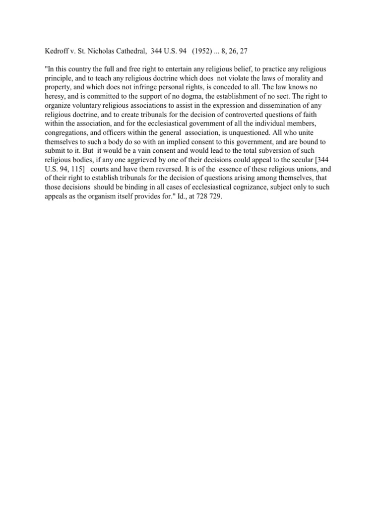 Kedroff v. St. Nicholas Cathedral Case Summary | PDF