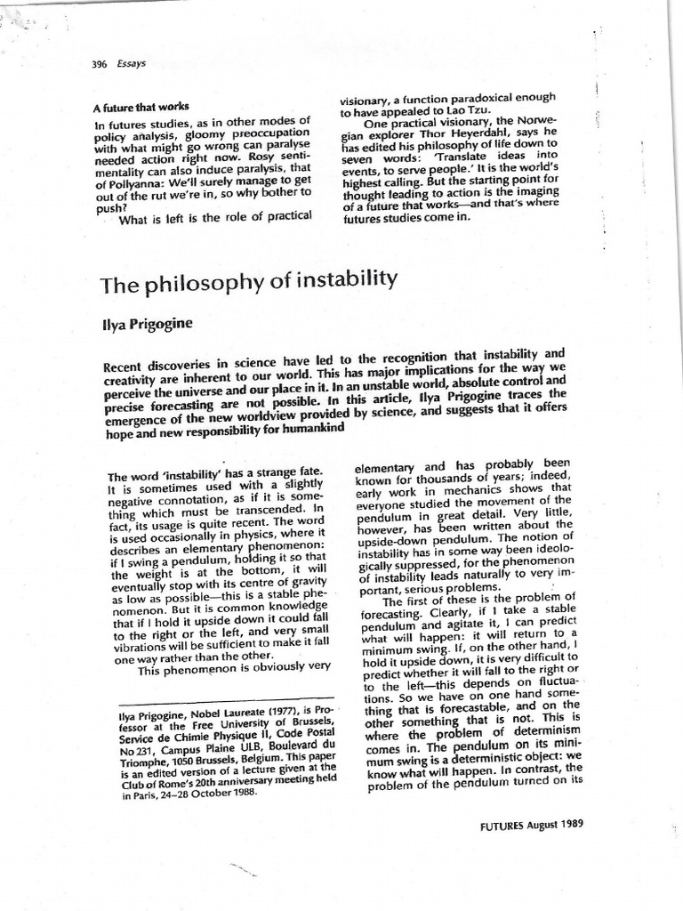 PRESENT - Prigogine-The Philosophy of Instability | PDF