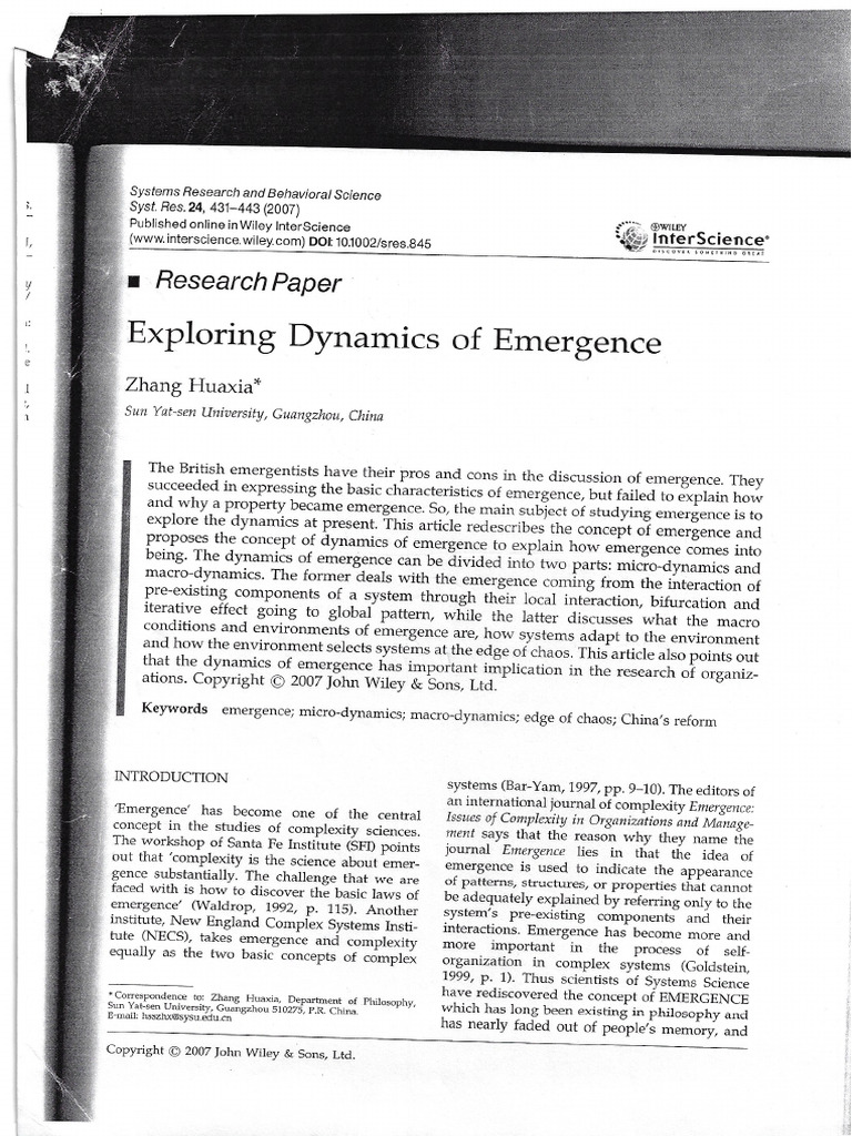 PRESENT - Huaxia-Exploring Dynamics of Emergence | PDF