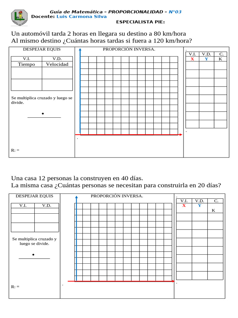 7°A - Guía de Proporcion Inversa #03 | PDF