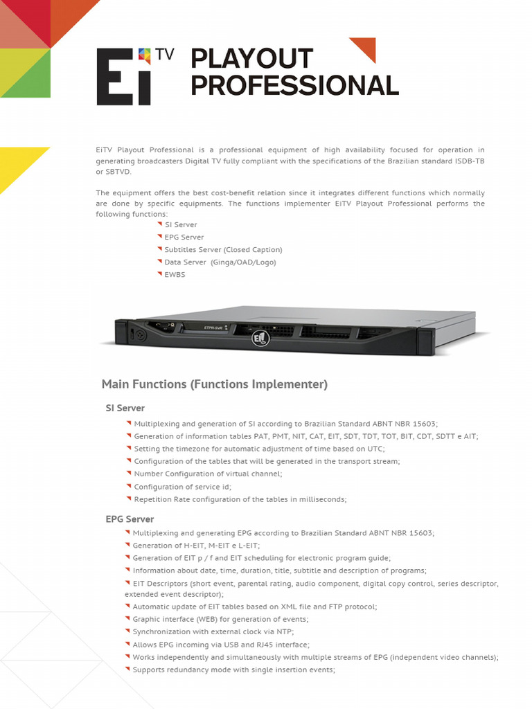 EiTV Playout Professional Overview | PDF | Multiplexing | Information ...