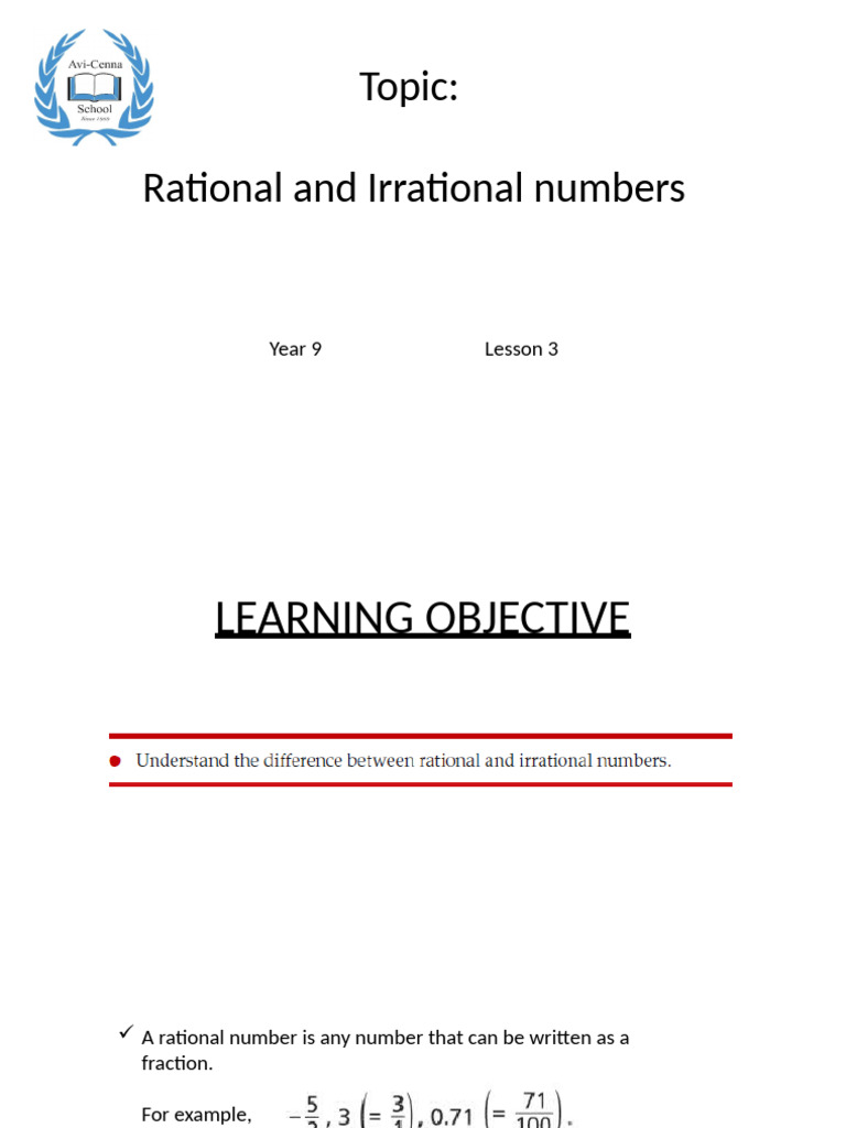 Rational and Irrational Numbers | PDF