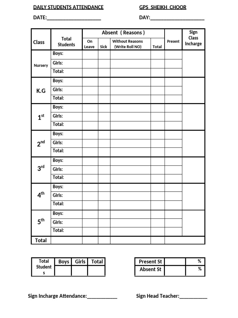 Daily Student Attendance Record | PDF