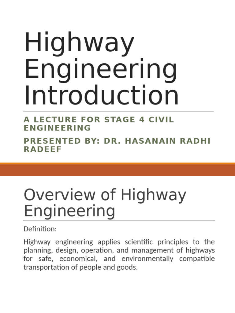 Highway Engineering Overview for Students | PDF | Road Surface | Road
