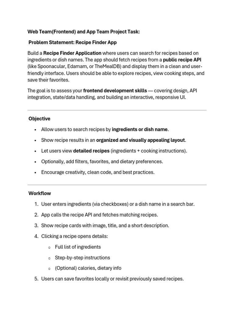Web Frontend and App Dev Task | PDF | Mobile App | User Interface