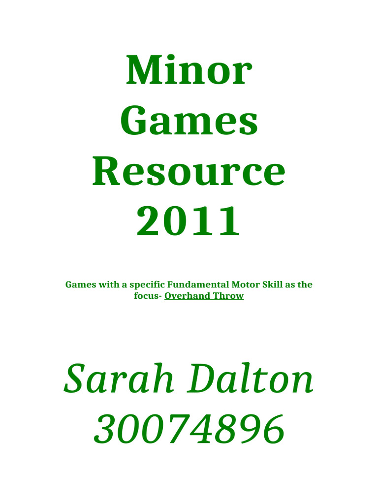Minor Games Resource 2011 Fms Overhad Throw | PDF | Social Psychology ...