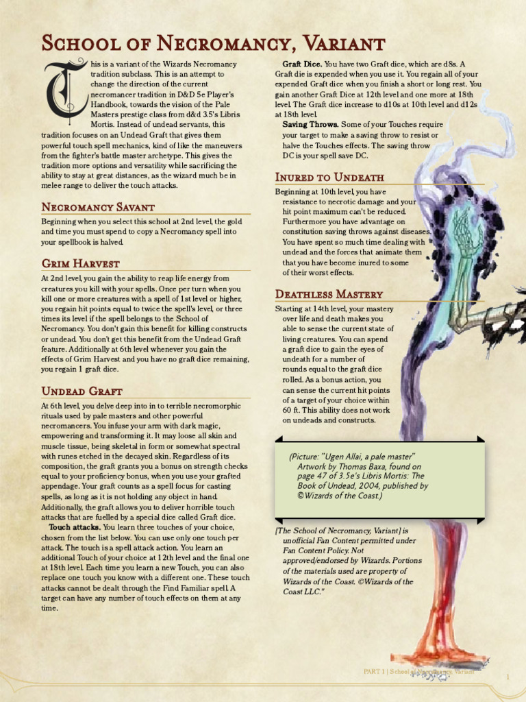 School of Necromancy, Variant (Wizard Tradition) D&D 5E by LtKiki - The ...