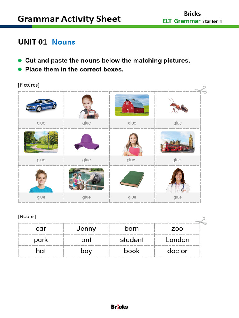 Bricks ELT Grammar Starter 1 Activities | PDF | Pronoun | Noun
