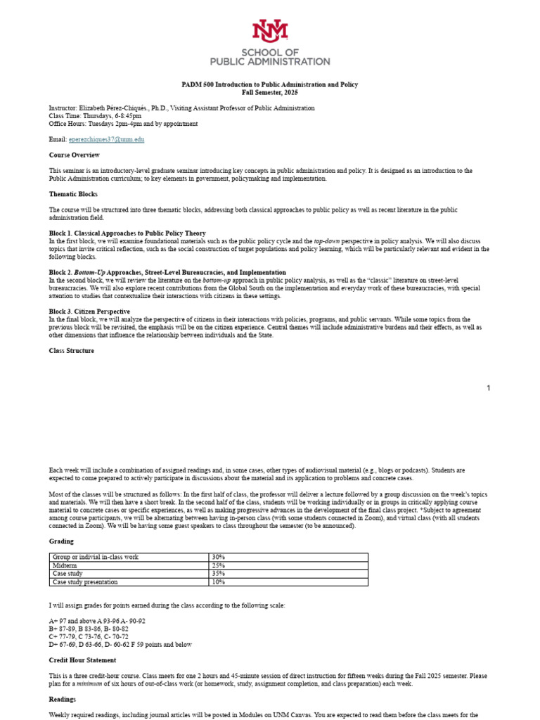 Introduction to Public Administration Course | PDF | Academic ...