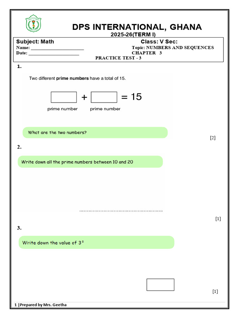 Gr5 Practice 3 CHP 3 | PDF