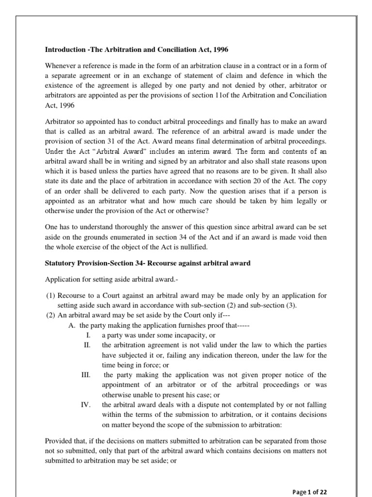 Recourse Against Arbitral Award | PDF | Arbitration | Arbitral Tribunal