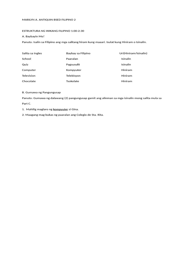 Gawain Fil 101 | PDF