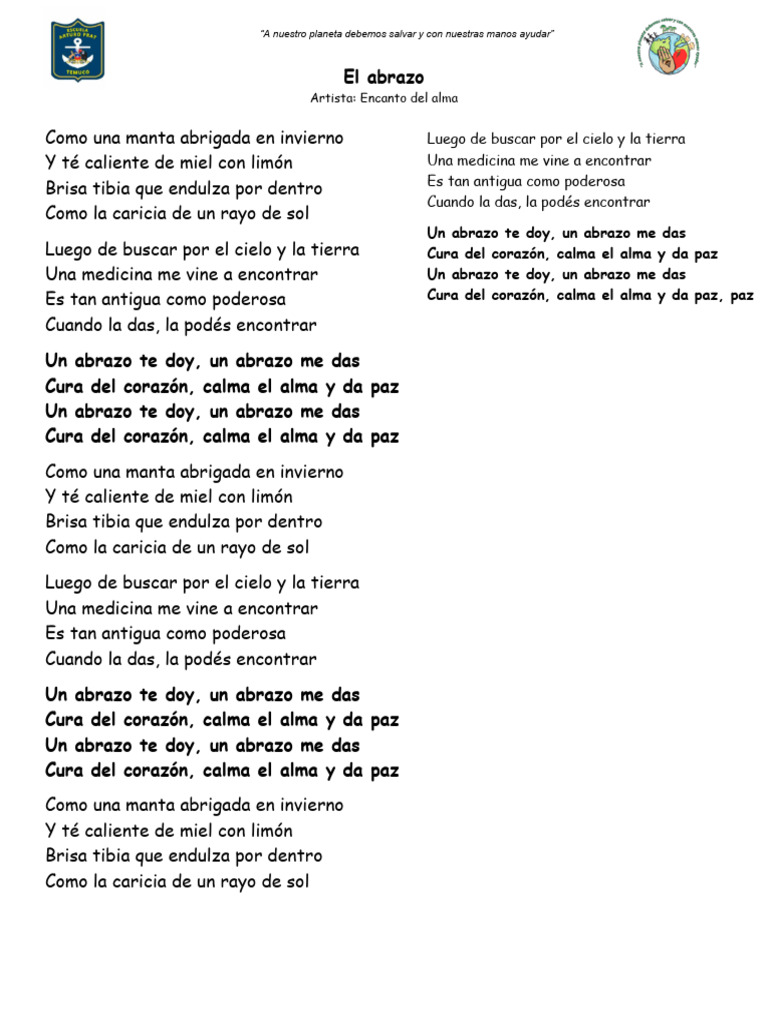 Letra de La Canción - El Abrazo | PDF