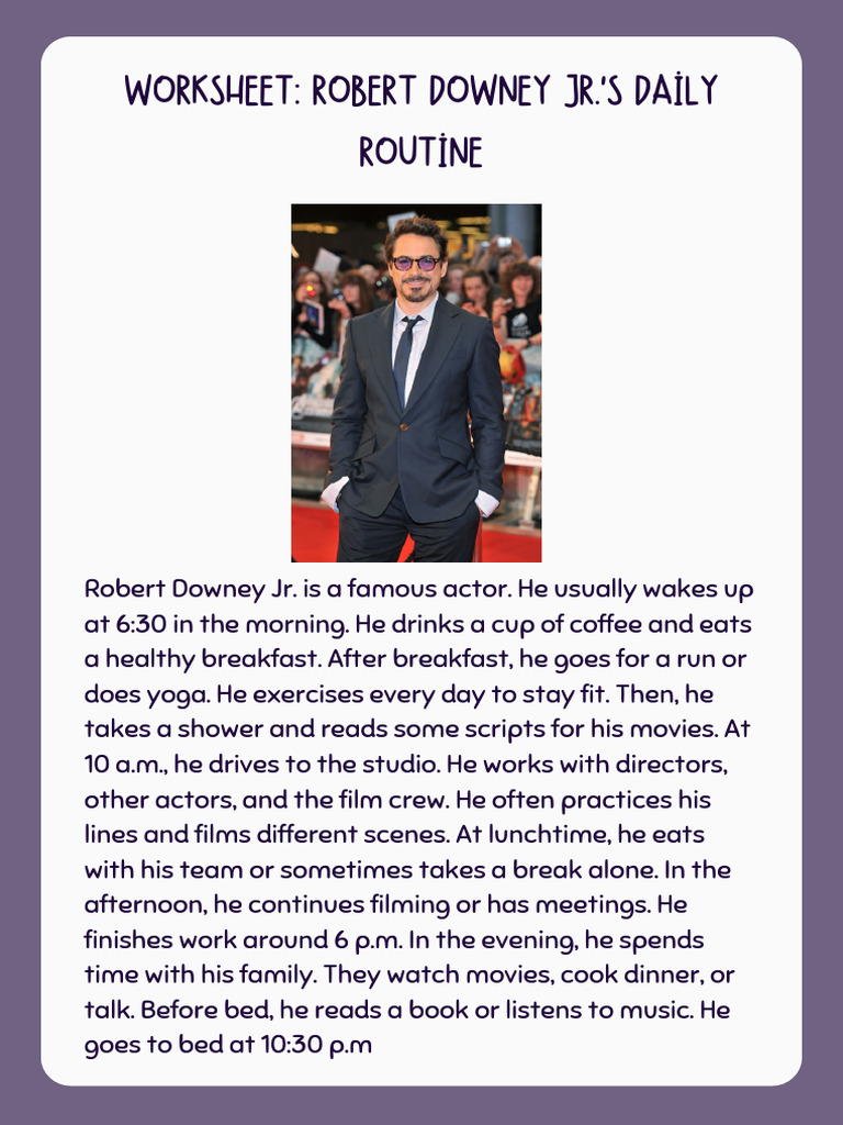 Robert Downey Jr.'s Daily Routine | PDF