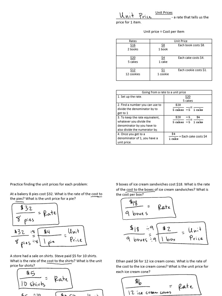 Day 3 - Unit Prices NB Page Key | PDF
