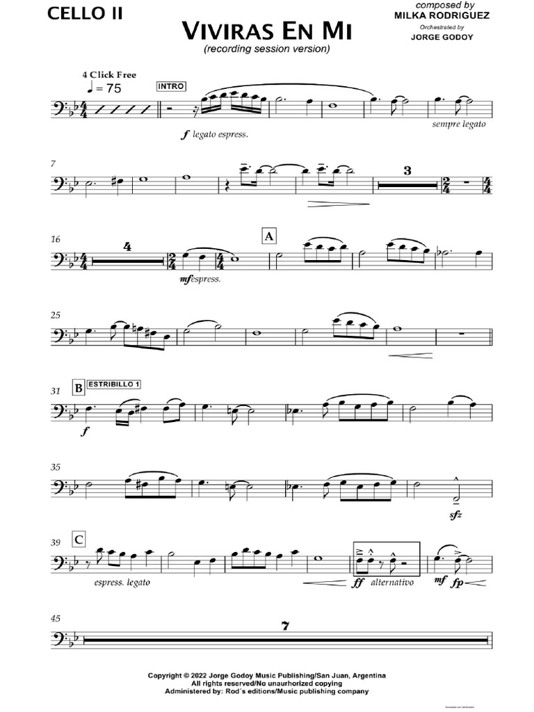 Cello Ii Viviras En Mi Pdf