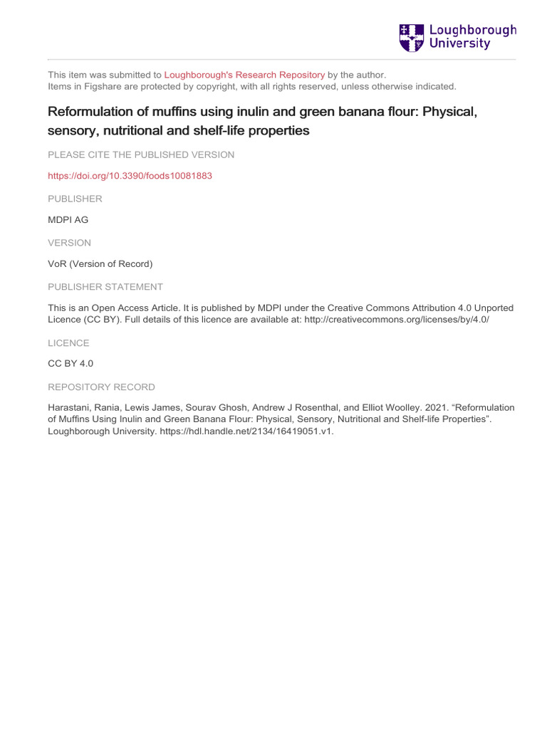 Rania Harastani - Reformulation of Muffins Using Inulin and Green ...