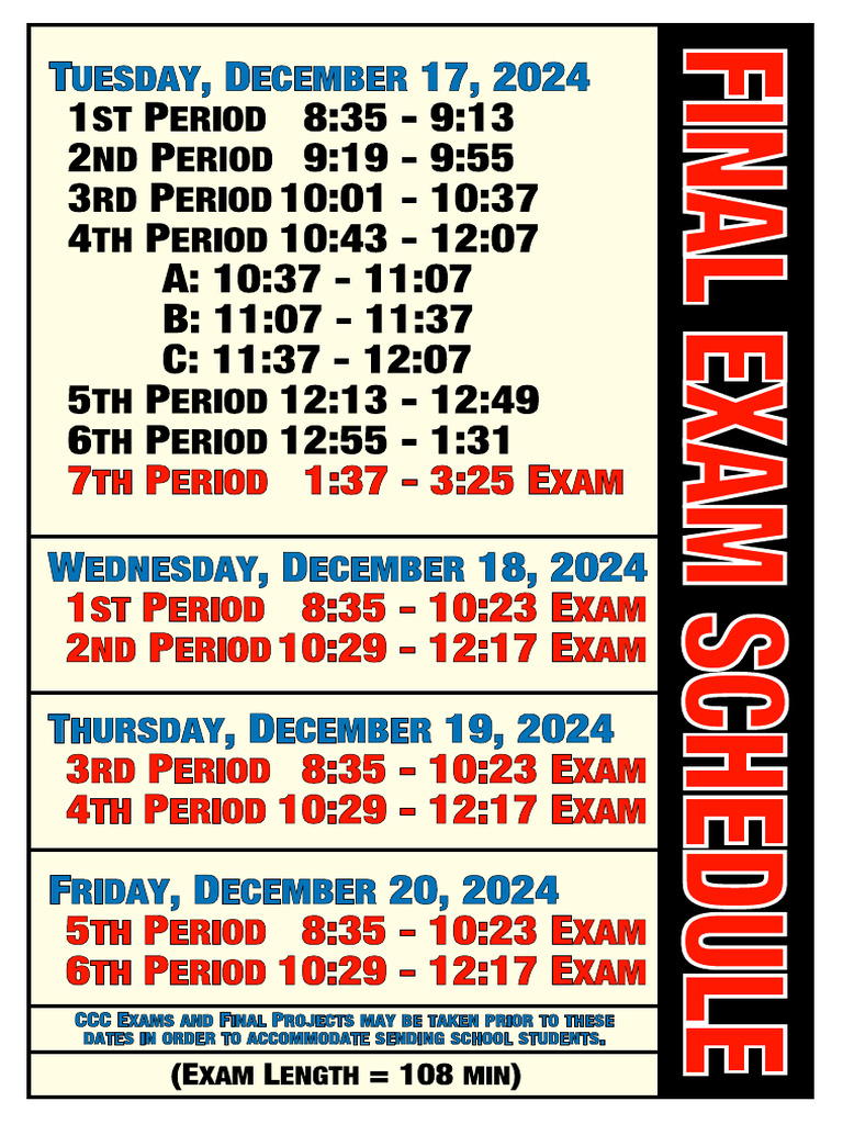 Final Exam Schedule Alternate | PDF