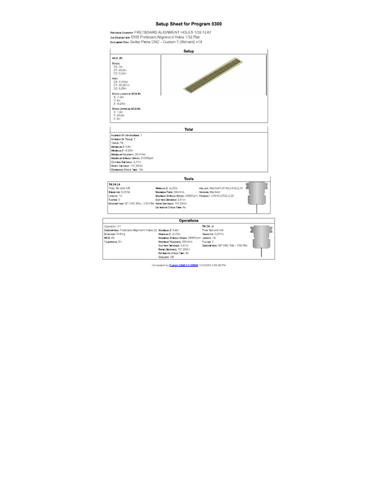 Setup Sheet For Program 0300 | PDF