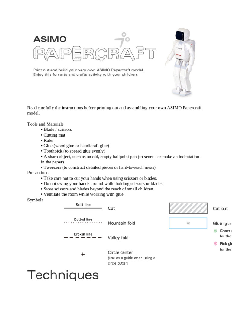 ASIMO Papercraft Assembly Guide | PDF