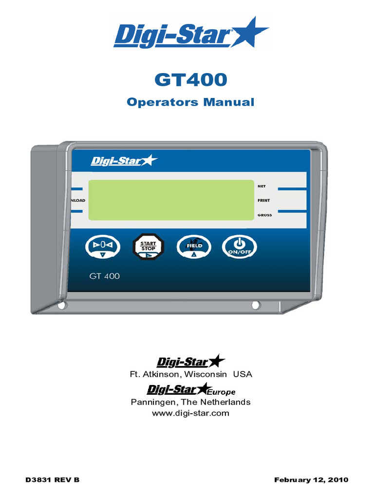 GT400 User Manual: Operation & Specs | PDF | Calibration | Weight