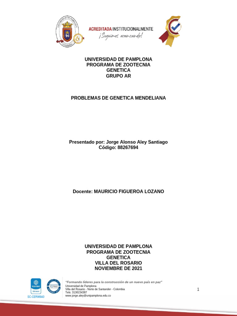 Problemas Genetica Mendeliana | PDF | Dominancia (Genética) | Genética