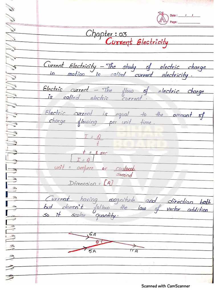 Current Electricity Handwritten Notes | PDF