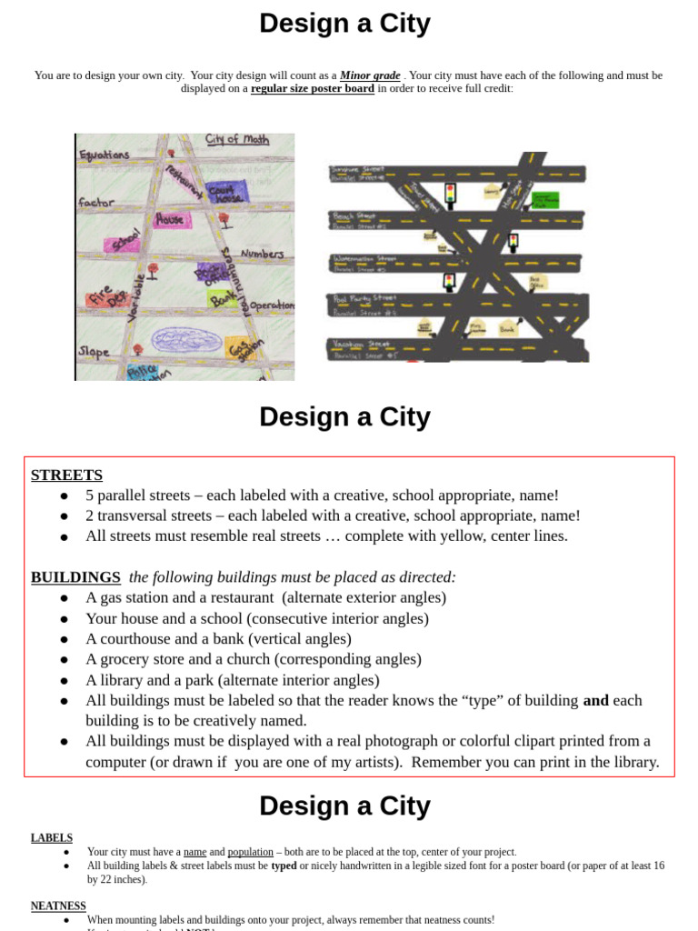 City Design Project Guidelines | PDF | Euclidean Geometry | Elementary ...
