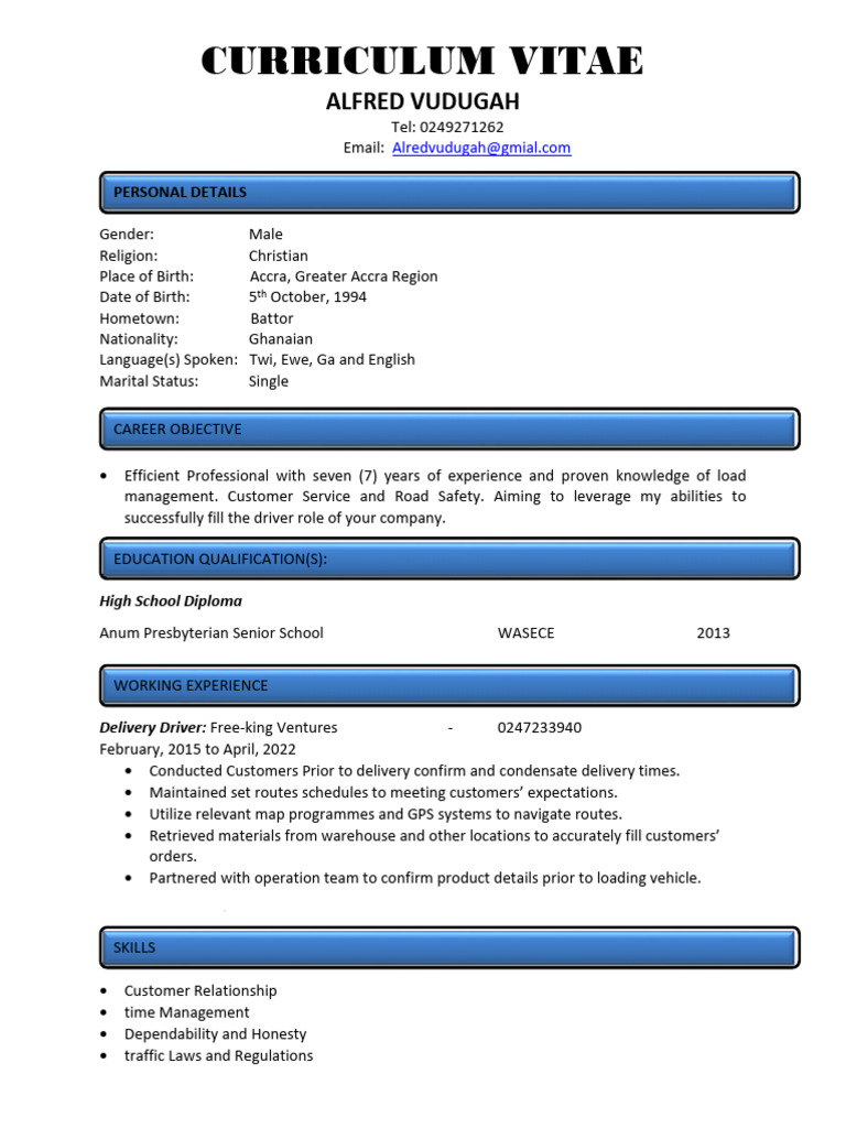 Alfred Vudugah's Professional CV | PDF