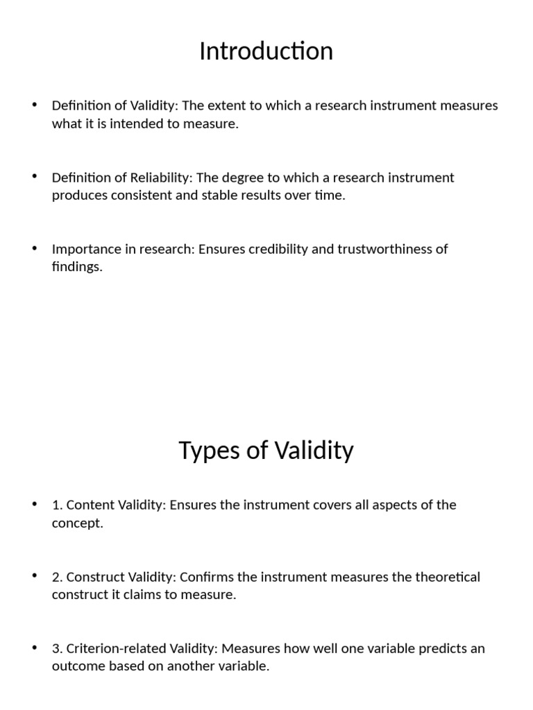 Validity and Reliability Presentation | PDF | Validity (Statistics ...
