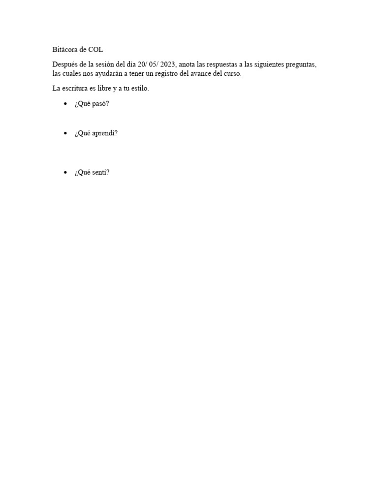 Bitacora de Col | PDF