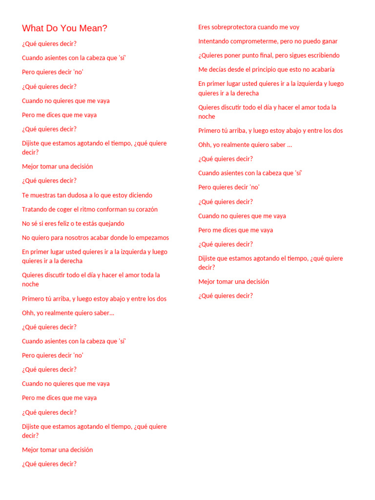What Do You Mean | PDF