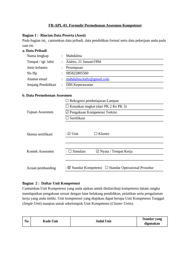 Contoh Assesment Kompetensi | PDF
