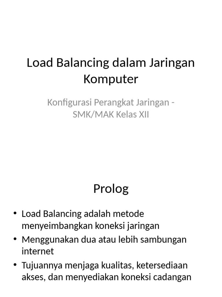 Metode Load Balancing Jaringan Komputer | PDF