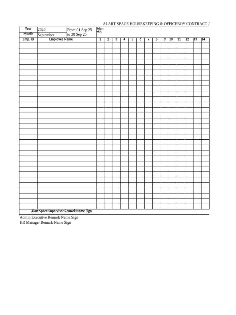 Printable Monthly Attendance Sheet 2 | PDF