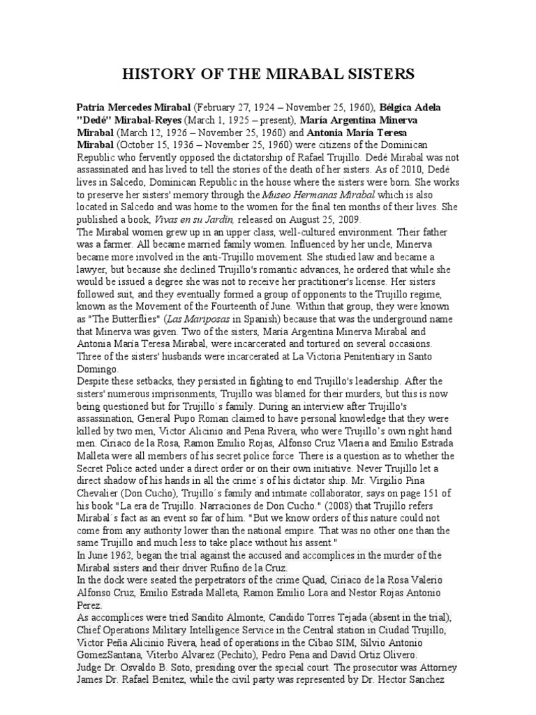 History of The Mirabal Sisters | PDF | Crime Thriller