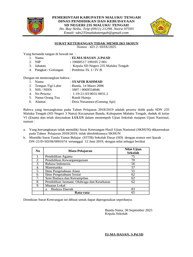 Keterangan SKHUN | PDF