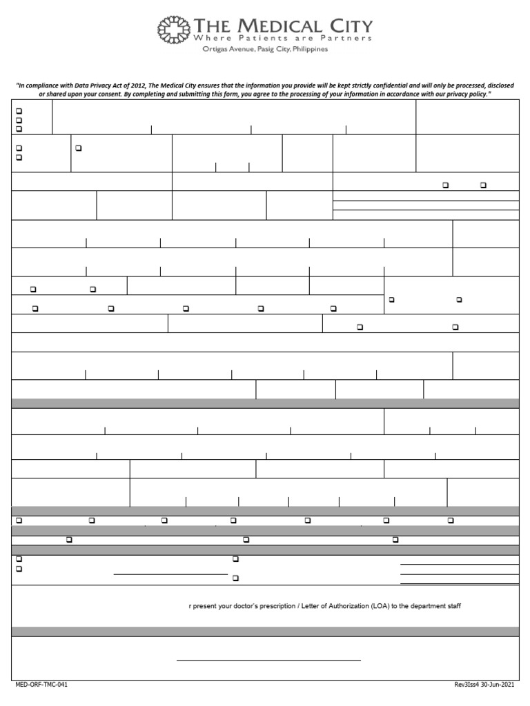 Outpatient Registration Form MED ORF TMC 041 Rev3Iss4 30 Jun 2021 | PDF