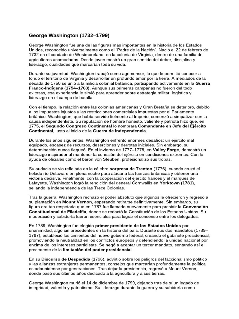 George Washington (1732-1799) | PDF | George Washington | Gobierno