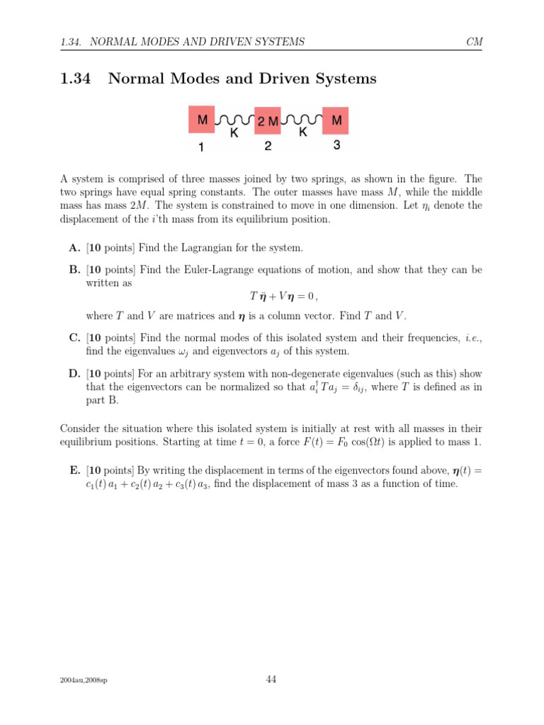 Normal Modes in Driven Mass-Spring System | PDF