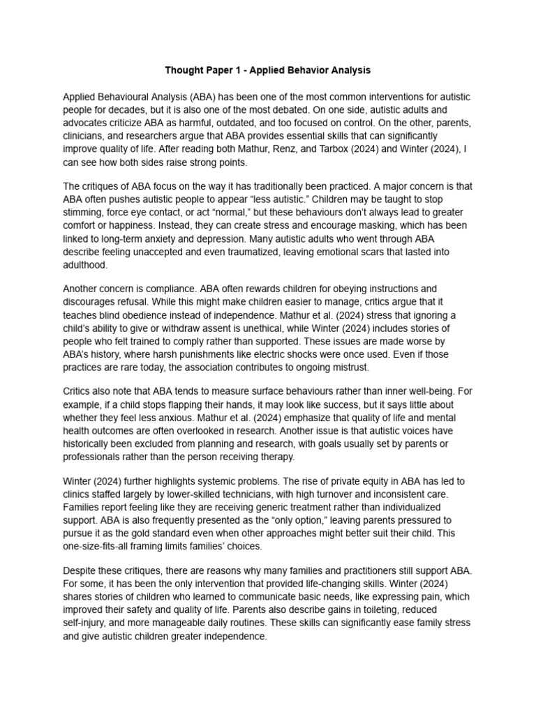 Debating Applied Behavior Analysis in Autism | PDF | Autism | Human ...