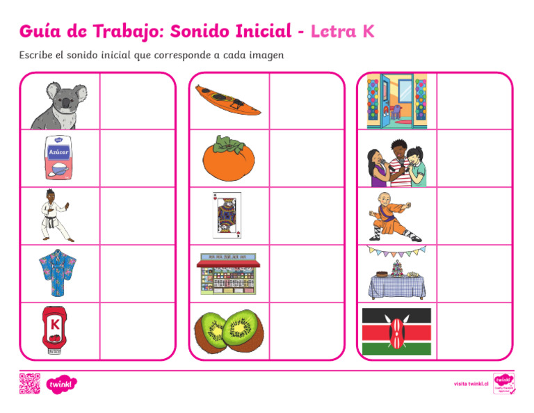 CL L 1682617558 Guia de Trabajo Sonido Inicial Letra K Ver 3 | PDF