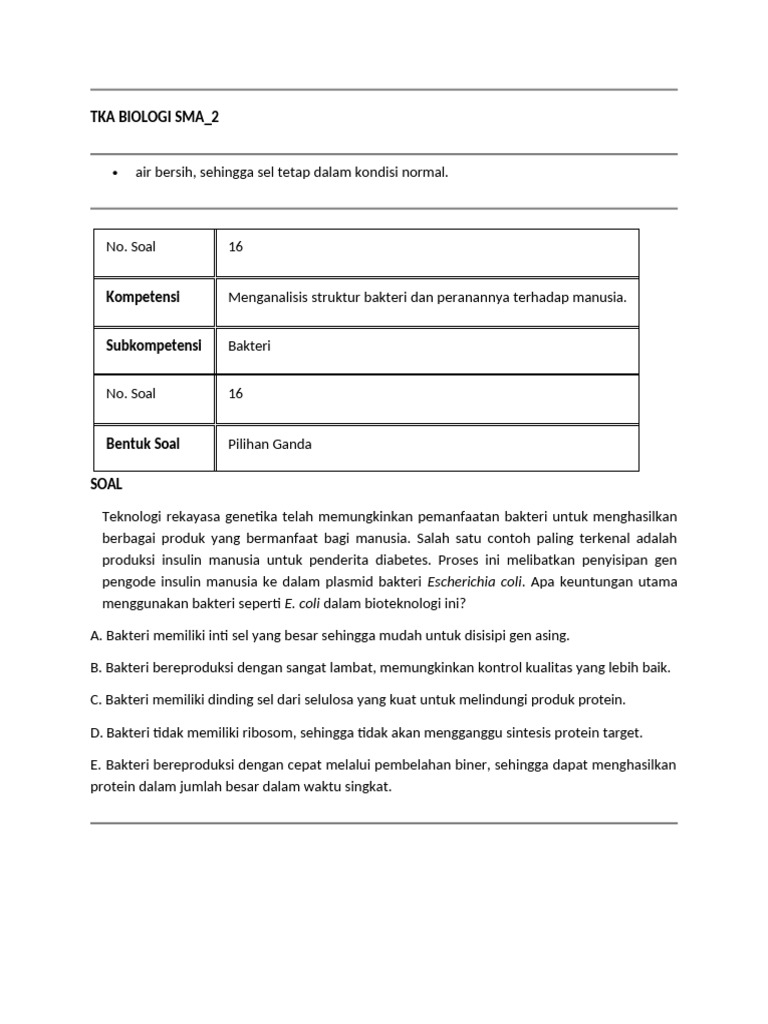 Latihan Soal Tka Biologi - 2 | PDF